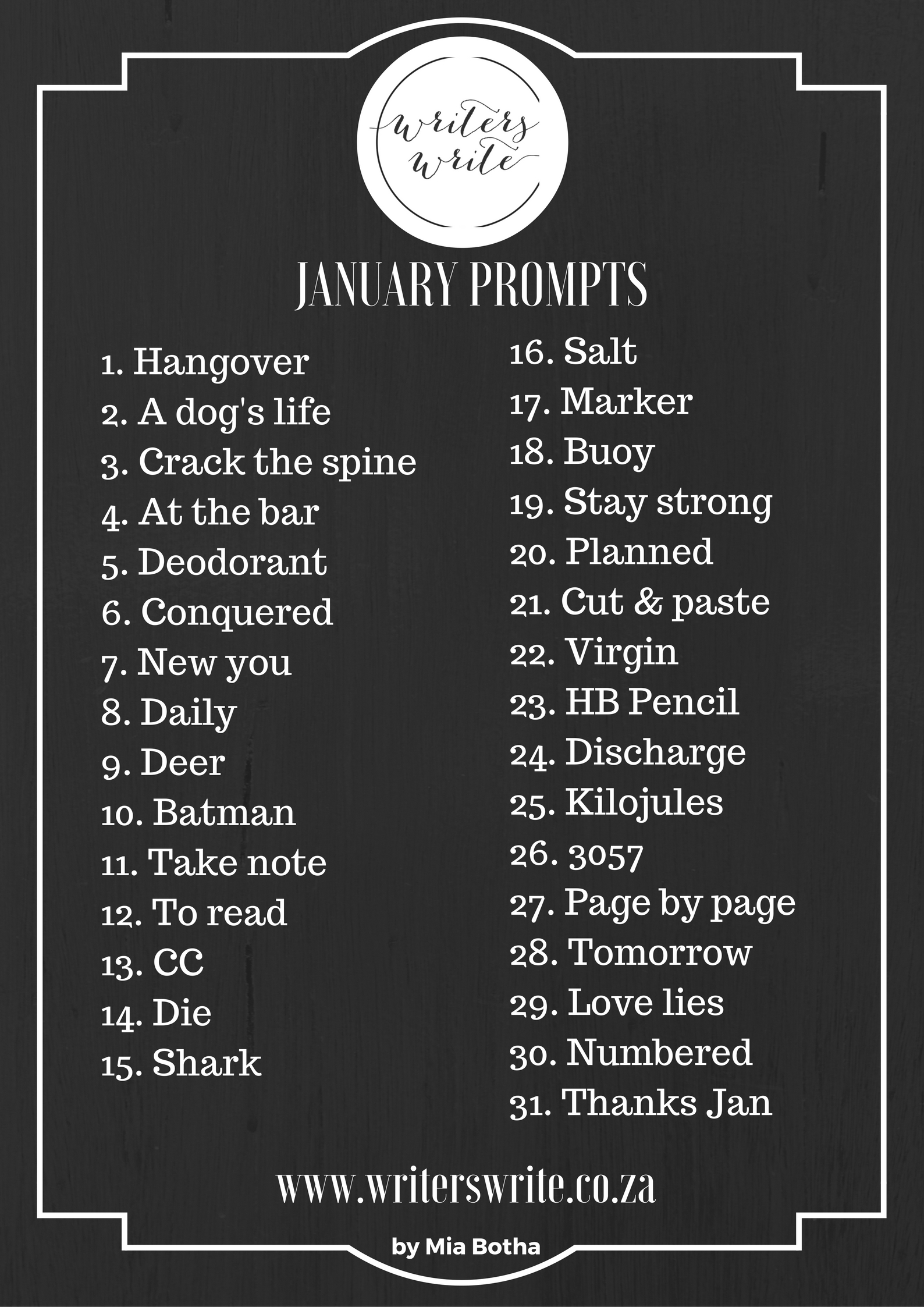 Writing Prompts For January 2017 Writers Write Writing Prompts For January 2017 Writers Write